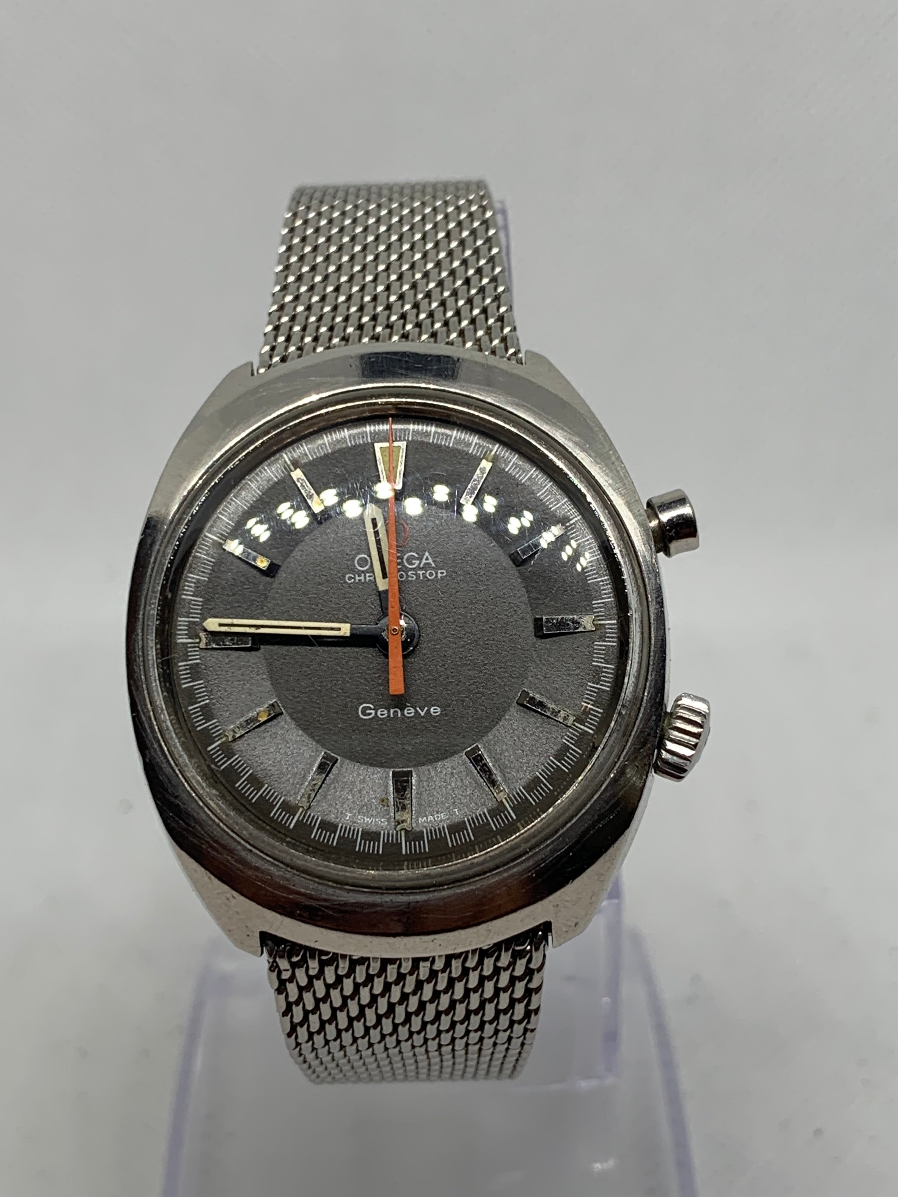 Omega Genève Chronostop Original Mesh Bracelet With Box – Windsor Jewels